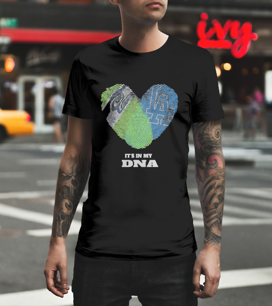 It's In My DNA Seattle Seahawks Los Angeles Dodgers Fingerprint T-Shirt