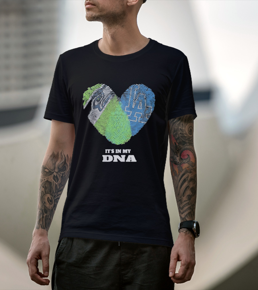 It's In My DNA Seattle Seahawks Los Angeles Dodgers Fingerprint T-Shirt