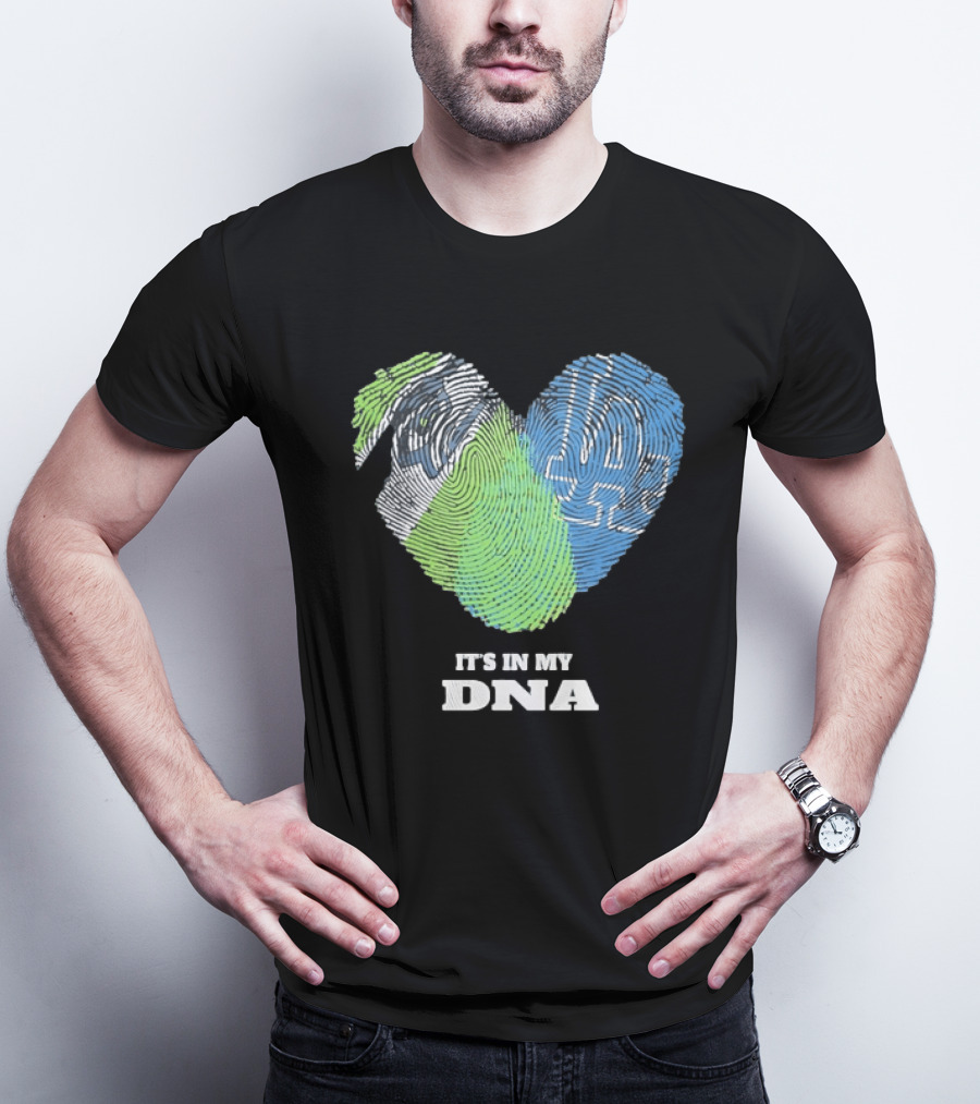 It's In My DNA Seattle Seahawks Los Angeles Dodgers Fingerprint T-Shirt