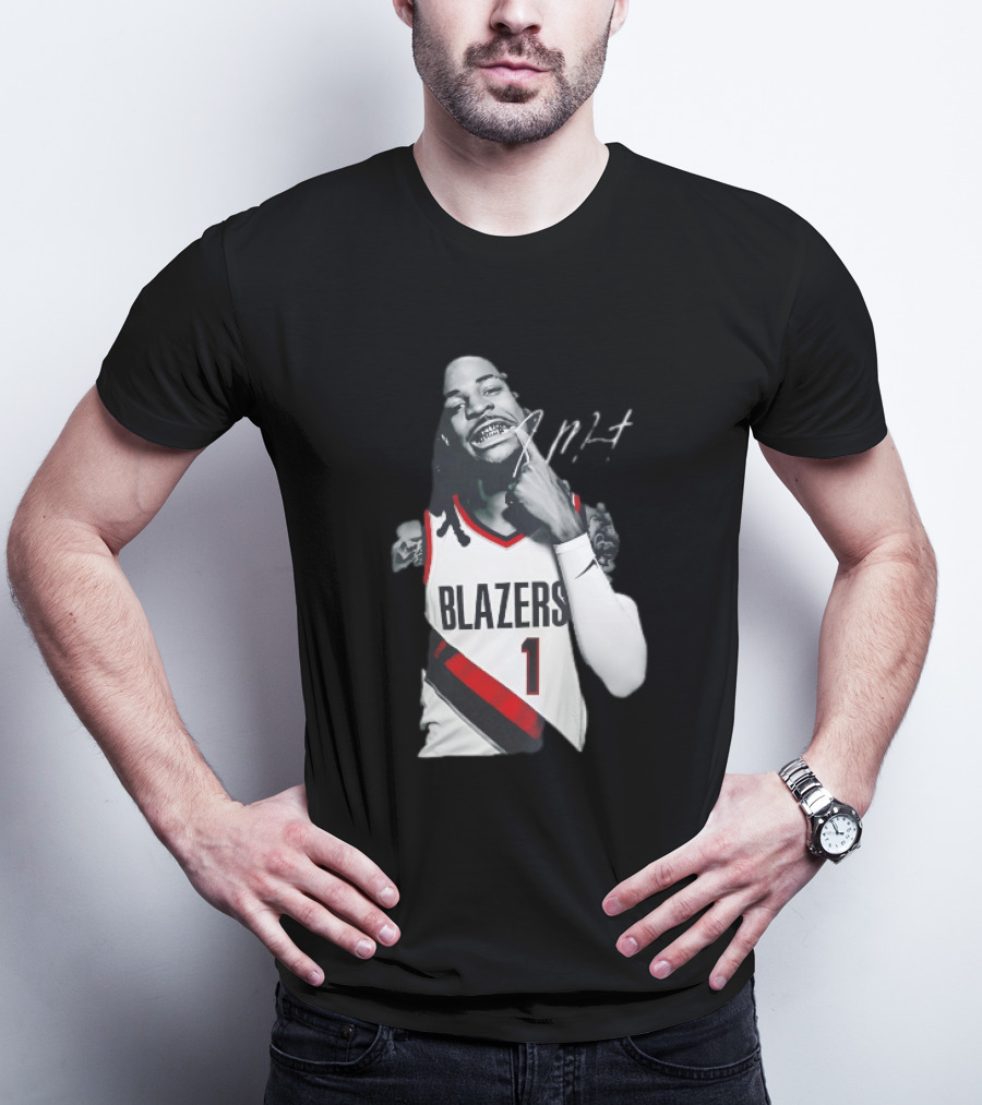 J MT Player Grills Number 1 Blazers T-Shirt