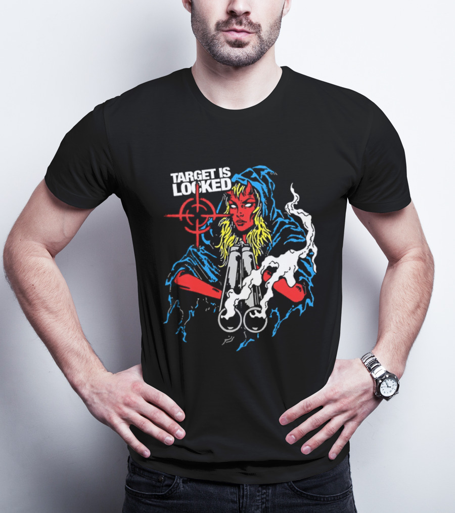 Target Is Locked Devil Woman Aiming Shotgun T-Shirt