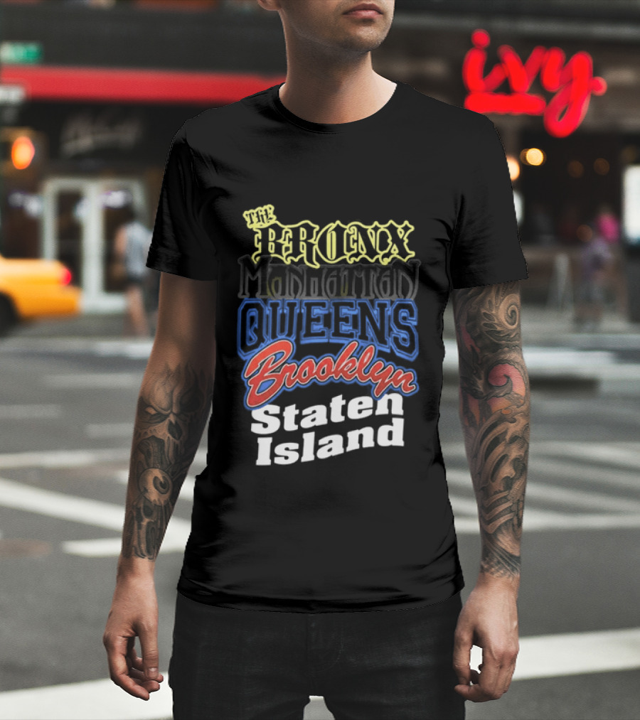 The Bronx Manhattan Queens Brooklyn Staten Island New York City Boroughs T-Shirt