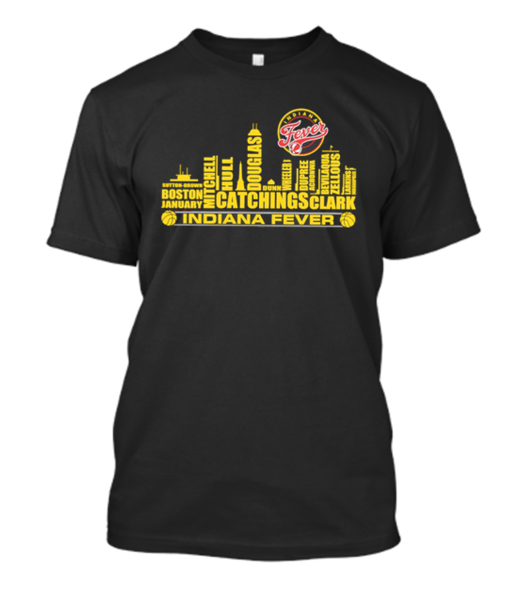 Indiana Fever Tamika Catchings Skyline WNBA Roster T-Shirt