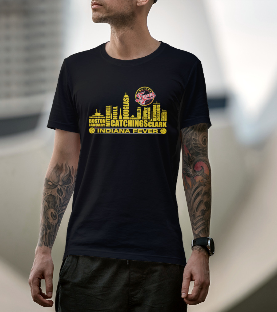 Indiana Fever Tamika Catchings Skyline WNBA Roster T-Shirt
