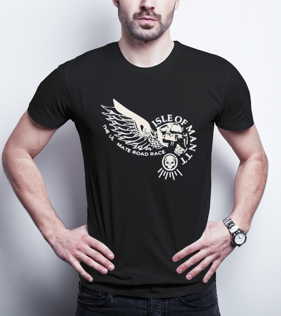 Isle Of Man TT Ultimate Road Race Skull Wing Motorcycle T-Shirt