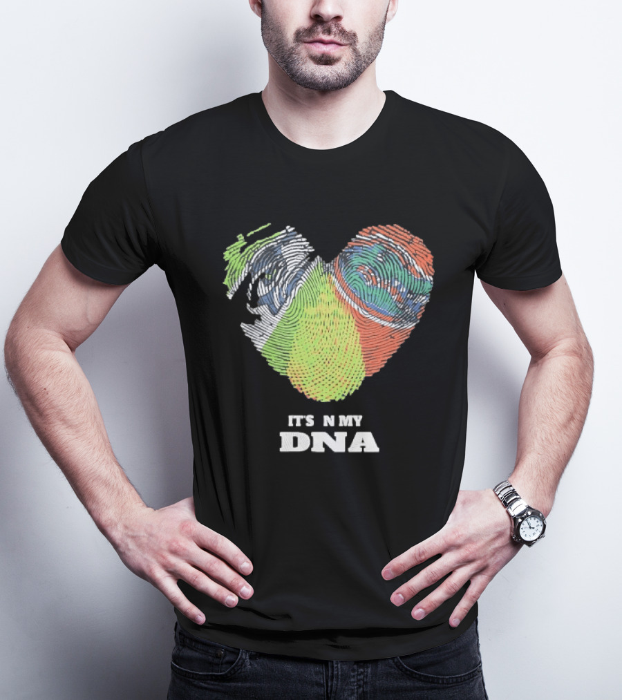 It's In My DNA Ireland And India Fingerprint Heart T-Shirt