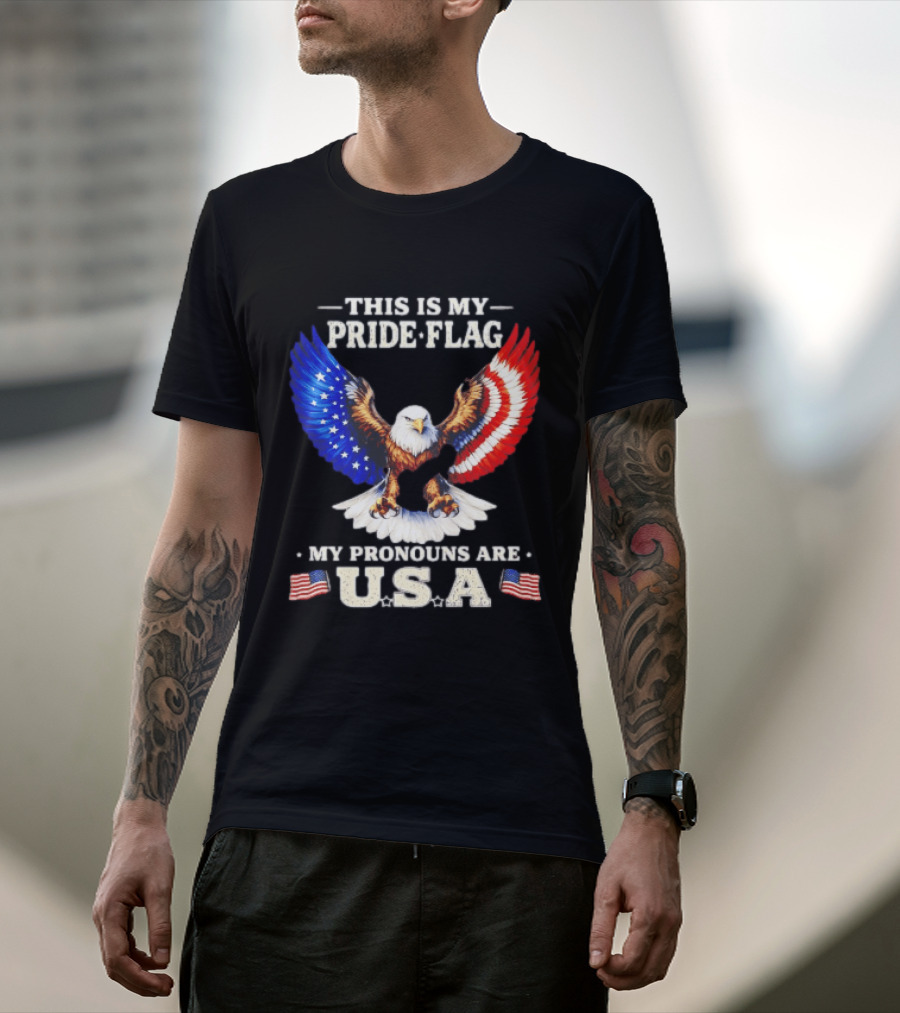 This Is My Pride Flag American Eagle My Pronouns Are USA T-Shirt