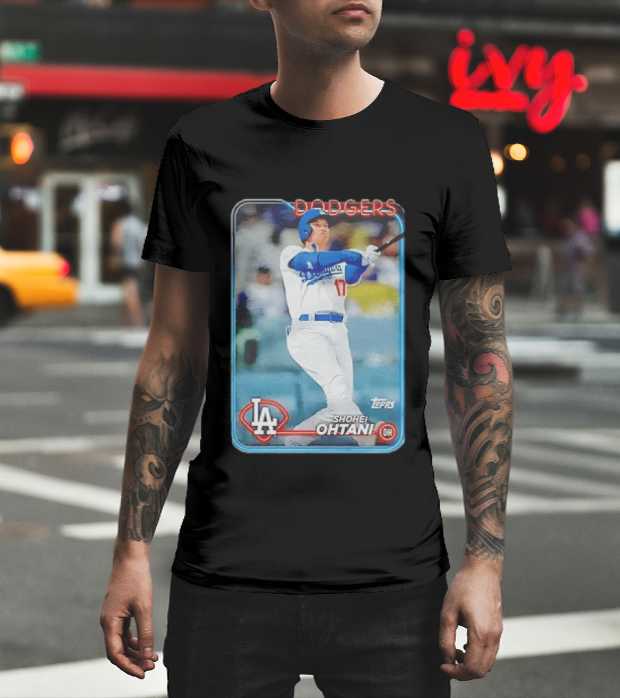 Topps Shohei Ohtani LA Dodgers Batter Neon Script T-Shirt