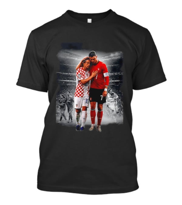 Portugal Cristiano Ronaldo Croatia Luka Modric Embrace Football Icon Moment T-Shirt