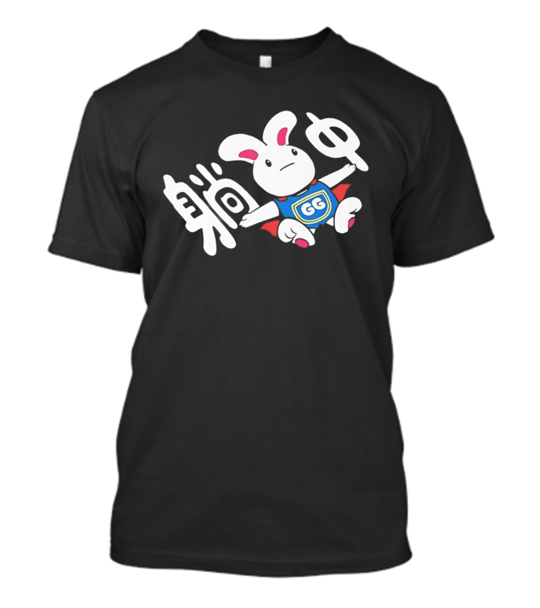 Rabbit GG Shield Flying Cute Bunny Character With Chinese T-Shirt