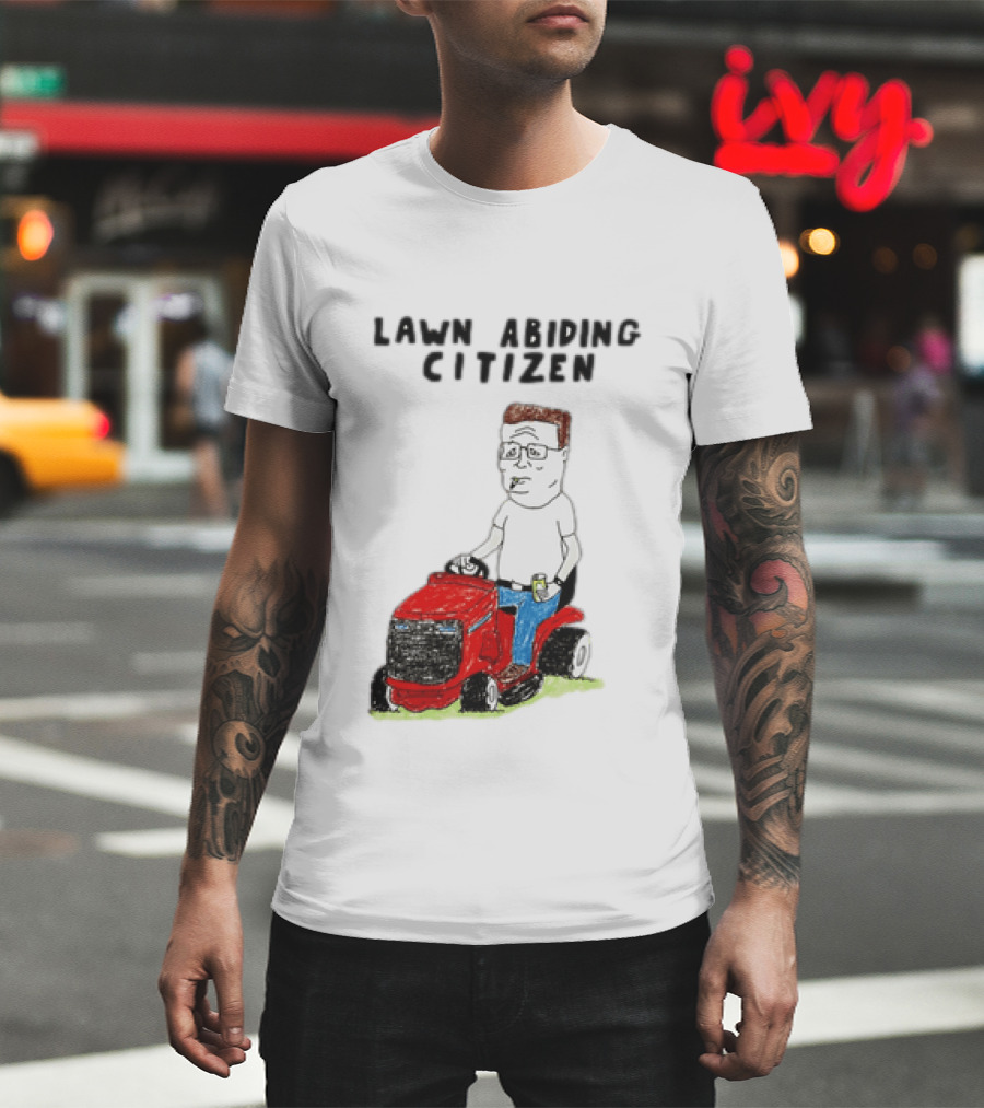 Lawn Abiding Citizen Hank Hill Cartoon Riding Mower Image T-Shirt