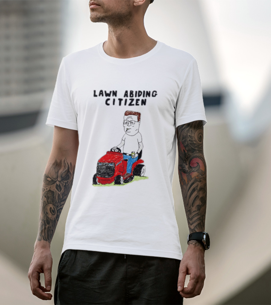 Lawn Abiding Citizen Hank Hill Cartoon Riding Mower Image T-Shirt