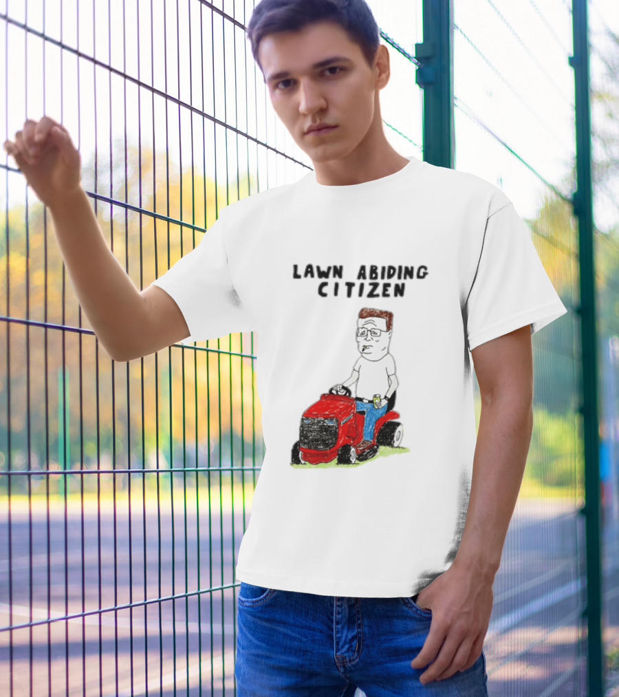 Lawn Abiding Citizen Hank Hill Cartoon Riding Mower Image T-Shirt