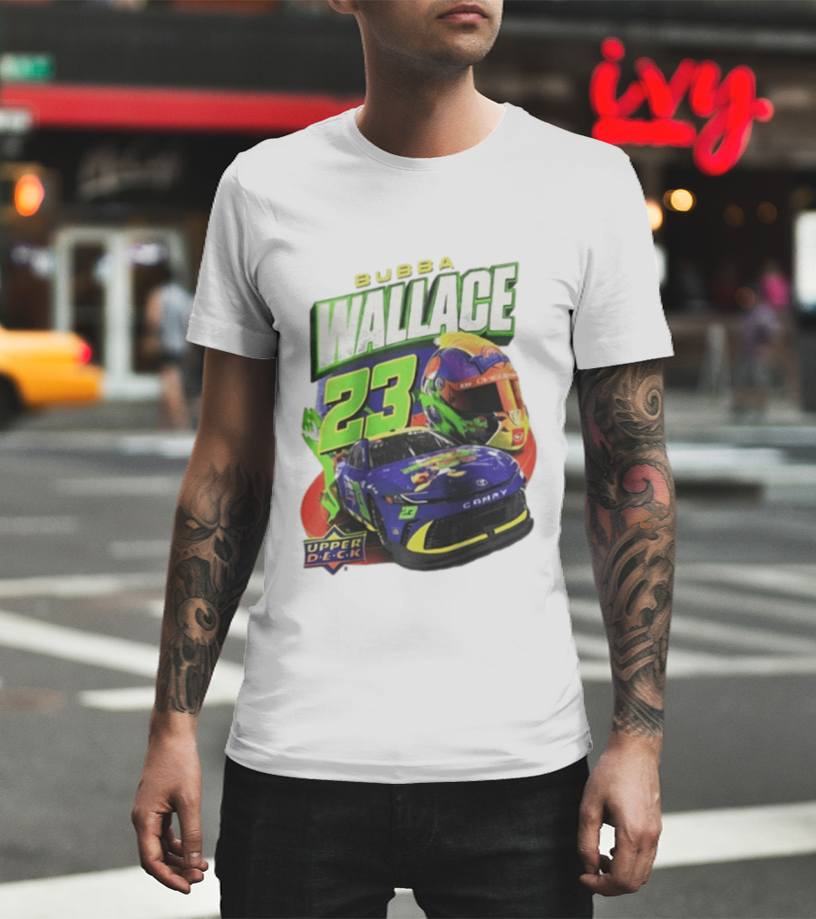 Space Jam's 30th Anniversary Bubba Wallace 23 Upper Deck Racing Car Helmet T-Shirt