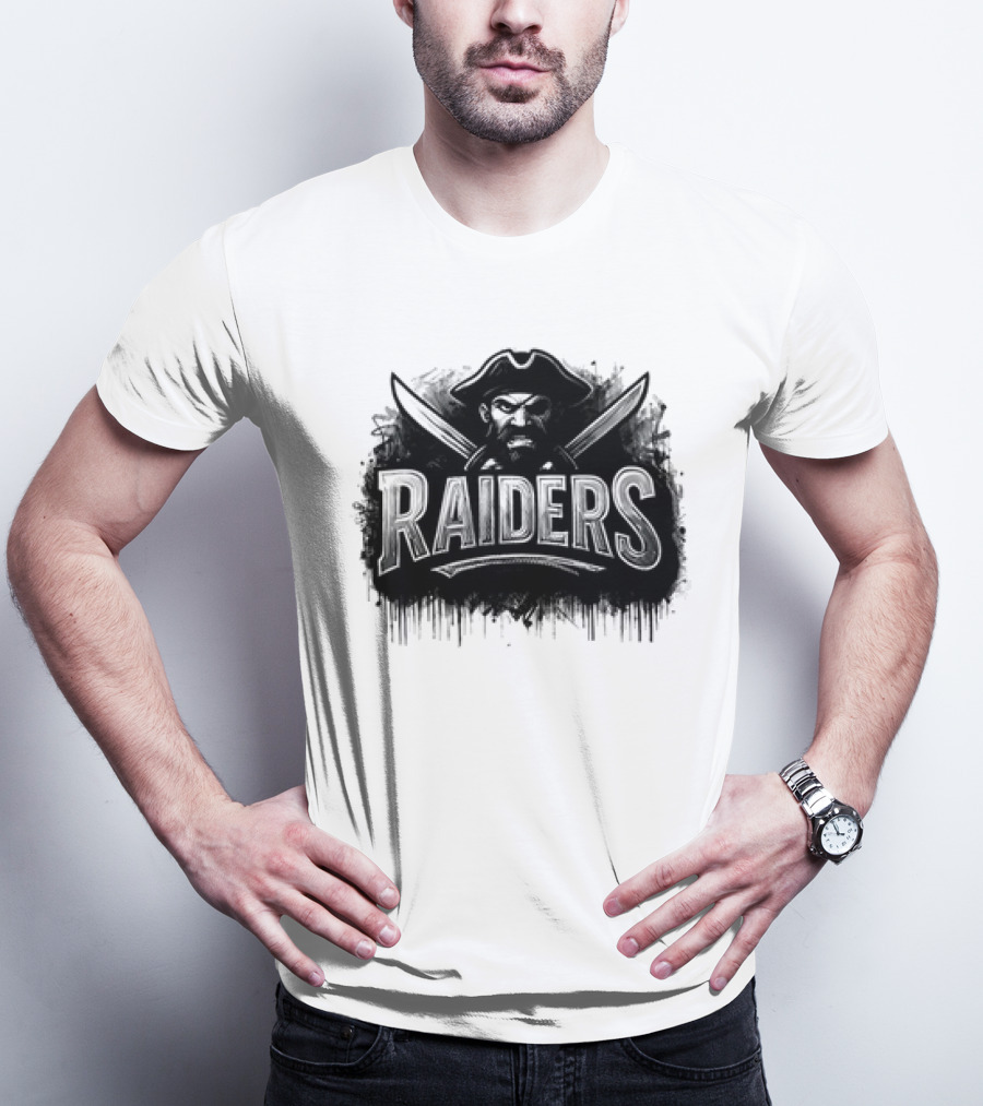 Las Vegas Raiders Distressed Pirate Logo Skull Swords And Raider T-Shirt