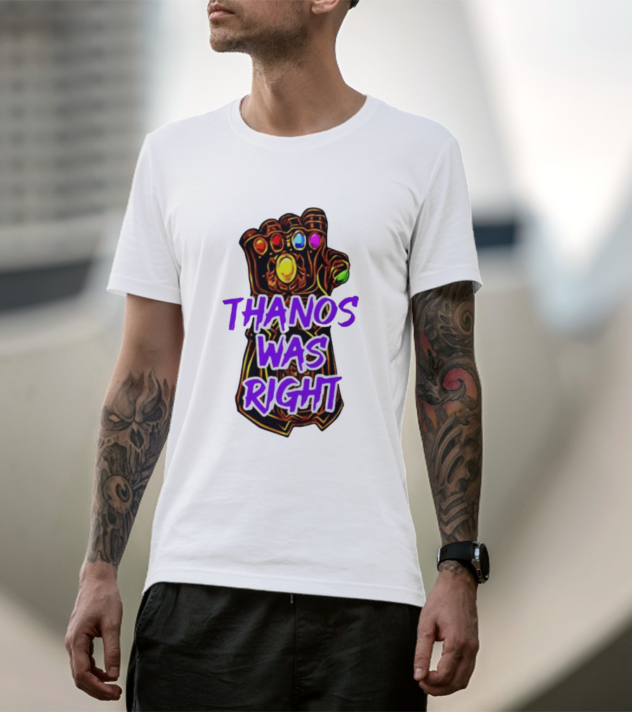 Thanos Was Right Marvel Infinity Gauntlet Bold Purple T-Shirt
