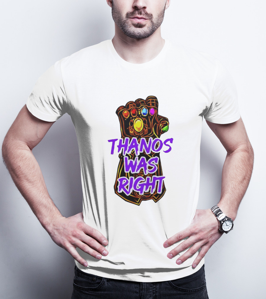 Thanos Was Right Marvel Infinity Gauntlet Bold Purple T-Shirt