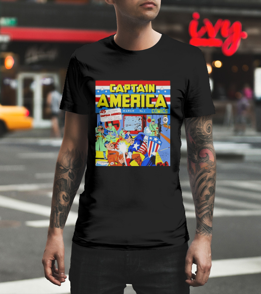 Captain America Comics March No 1 Smashing Thru Hitler Issue Cover 1941 T-Shirt
