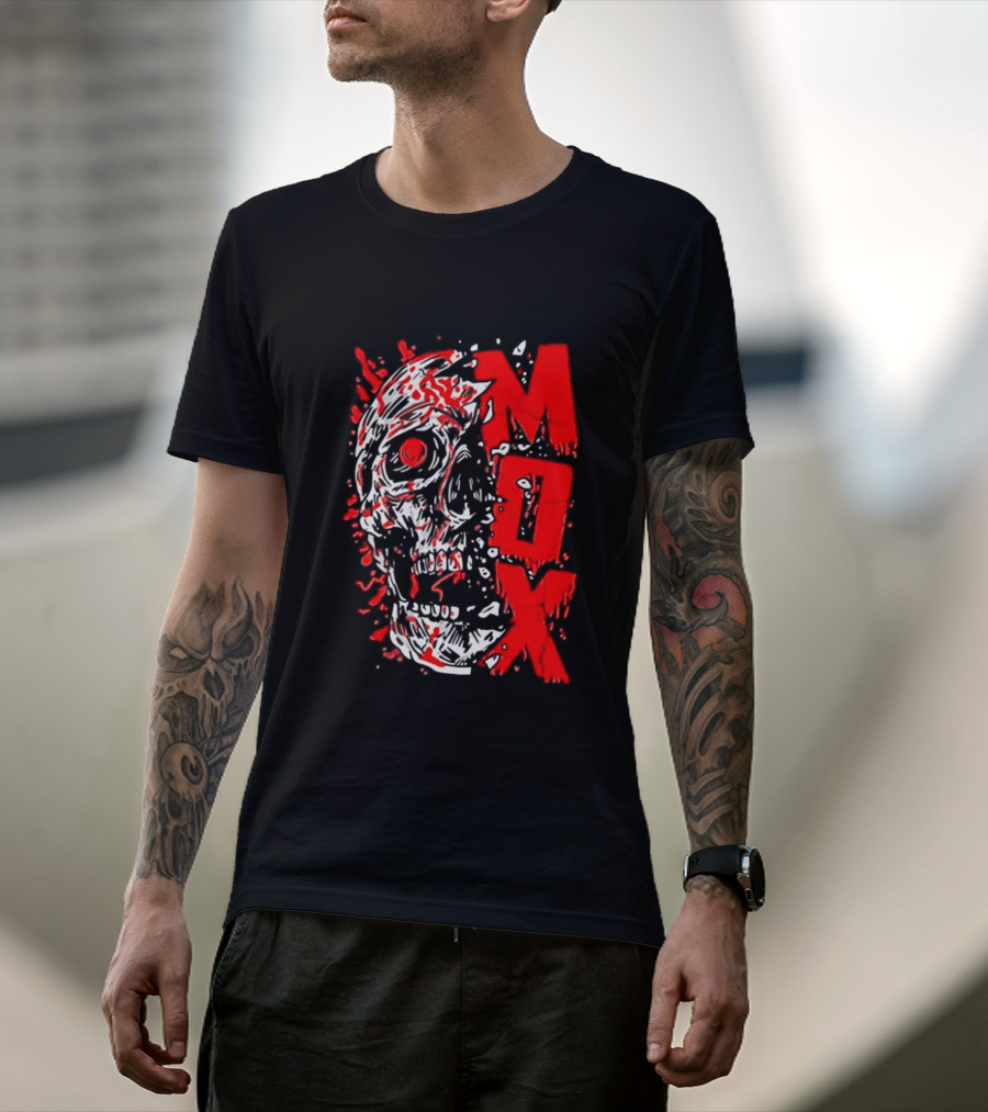 Creepy Zombie Skull MOX Red Splatter T-Shirt