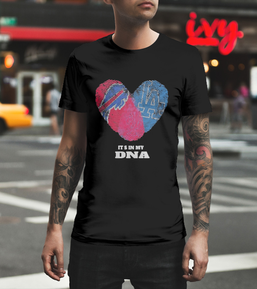 Buffalo Bills Los Angeles Dodgers It's In My DNA Fingerprint Heart T-Shirt
