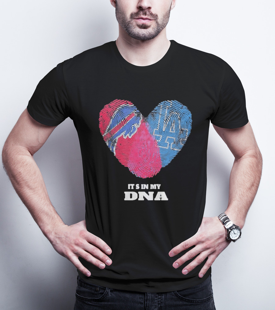 Buffalo Bills Los Angeles Dodgers It's In My DNA Fingerprint Heart T-Shirt