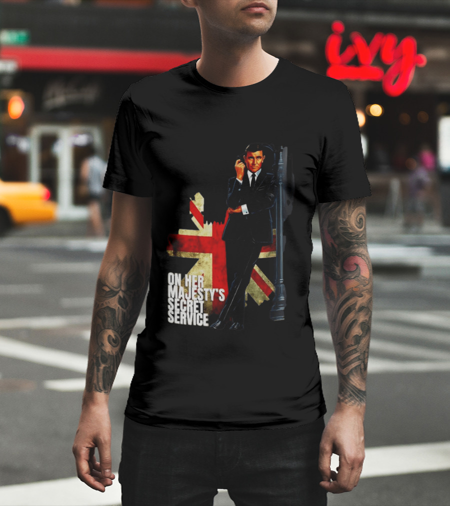 James Bond On Her Majesty's Secret Service British Flag Spy T-Shirt