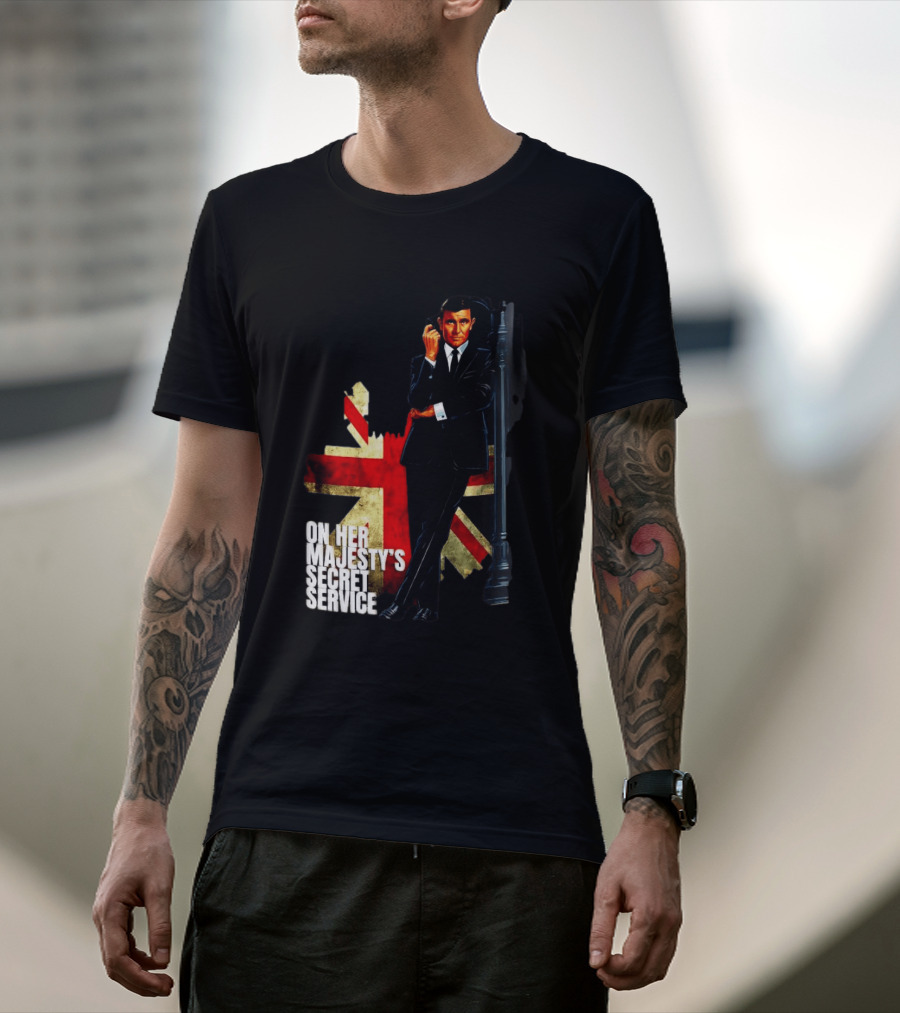 James Bond On Her Majesty's Secret Service British Flag Spy T-Shirt