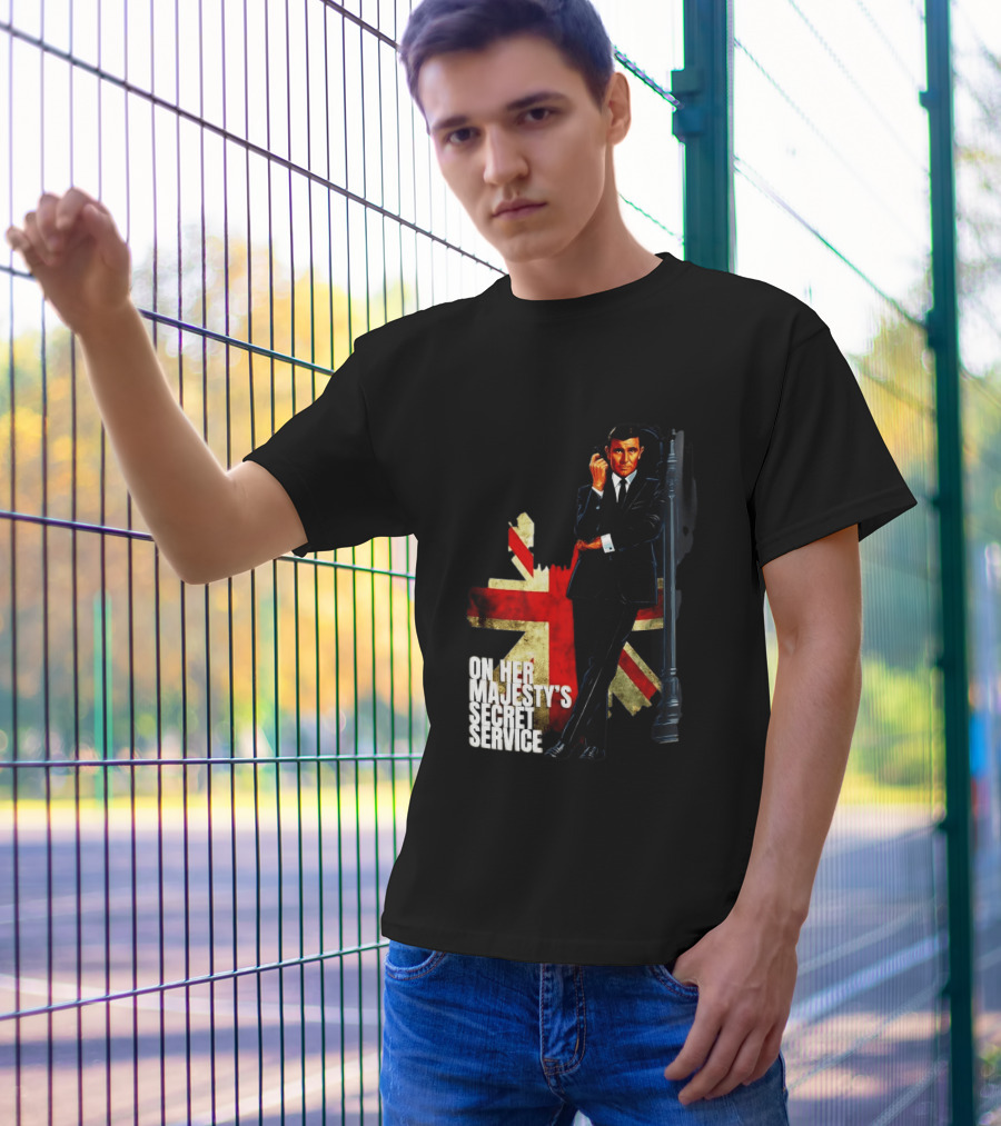 James Bond On Her Majesty's Secret Service British Flag Spy T-Shirt
