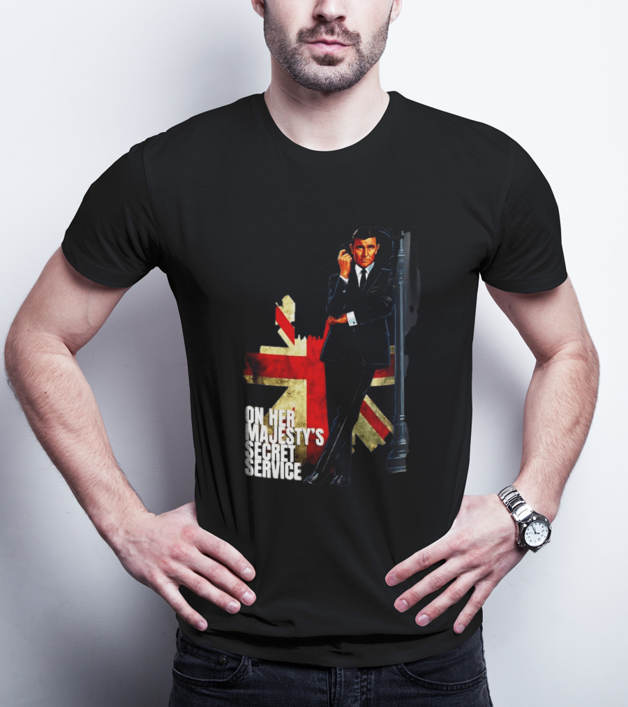 James Bond On Her Majesty's Secret Service British Flag Spy T-Shirt