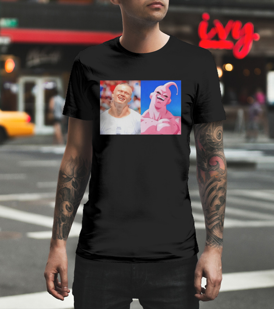 Erling Haaland Majin Buu Dragon Ball Z Comparison T-Shirt