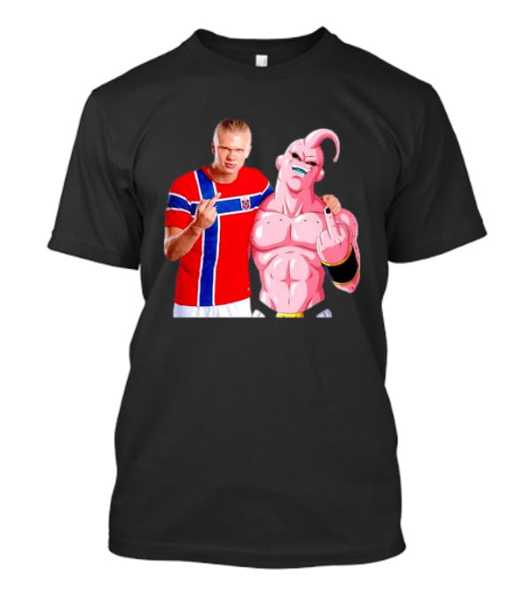 Erling Haaland Norway Majin Buu Middle Finger Cartoon Collaboration T-Shirt
