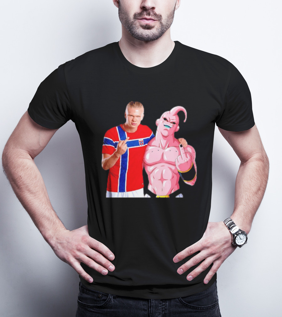 Erling Haaland Norway Majin Buu Middle Finger Cartoon Collaboration T-Shirt