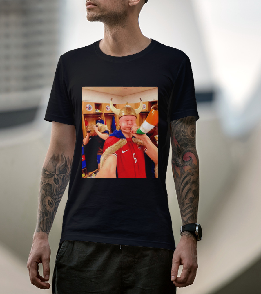 Erling Haaland Norway No 9 Viking Football Celebration Locker Room T-Shirt
