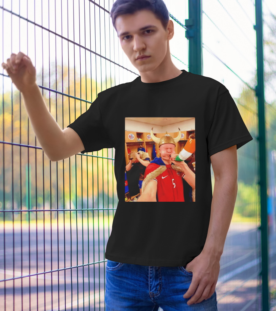 Erling Haaland Norway No 9 Viking Football Celebration Locker Room T-Shirt