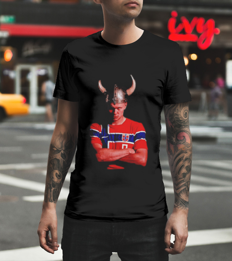 Erling Haaland Norway National Football Team Viking Helmet T-Shirt