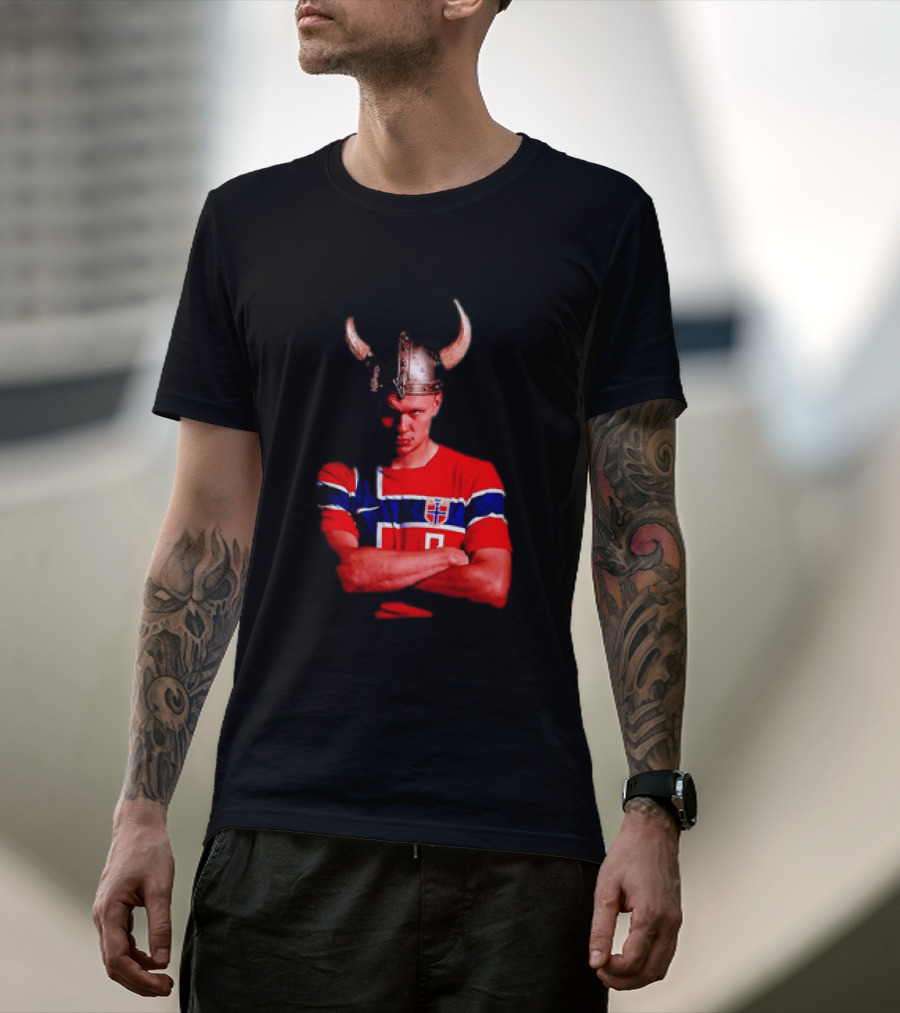 Erling Haaland Norway National Football Team Viking Helmet T-Shirt