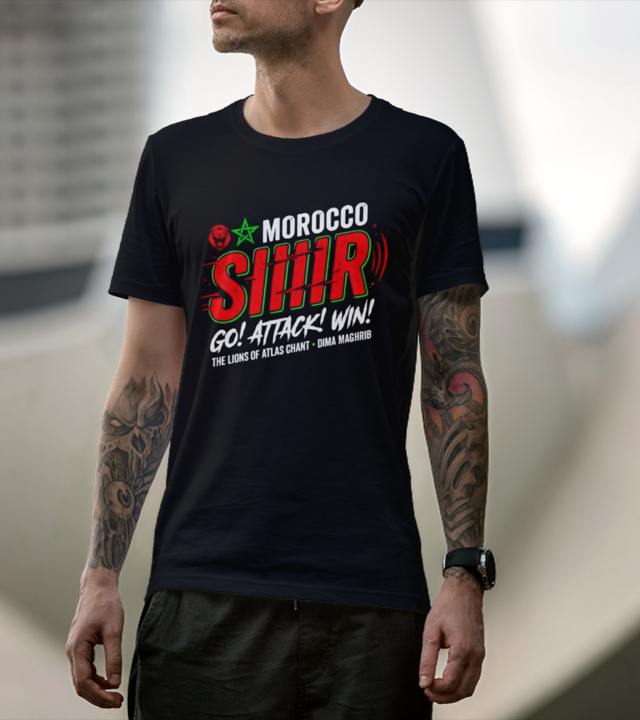 Morocco Siir Go Attack Win Dima Maghrib Lions Of Atlas Chant T-Shirt