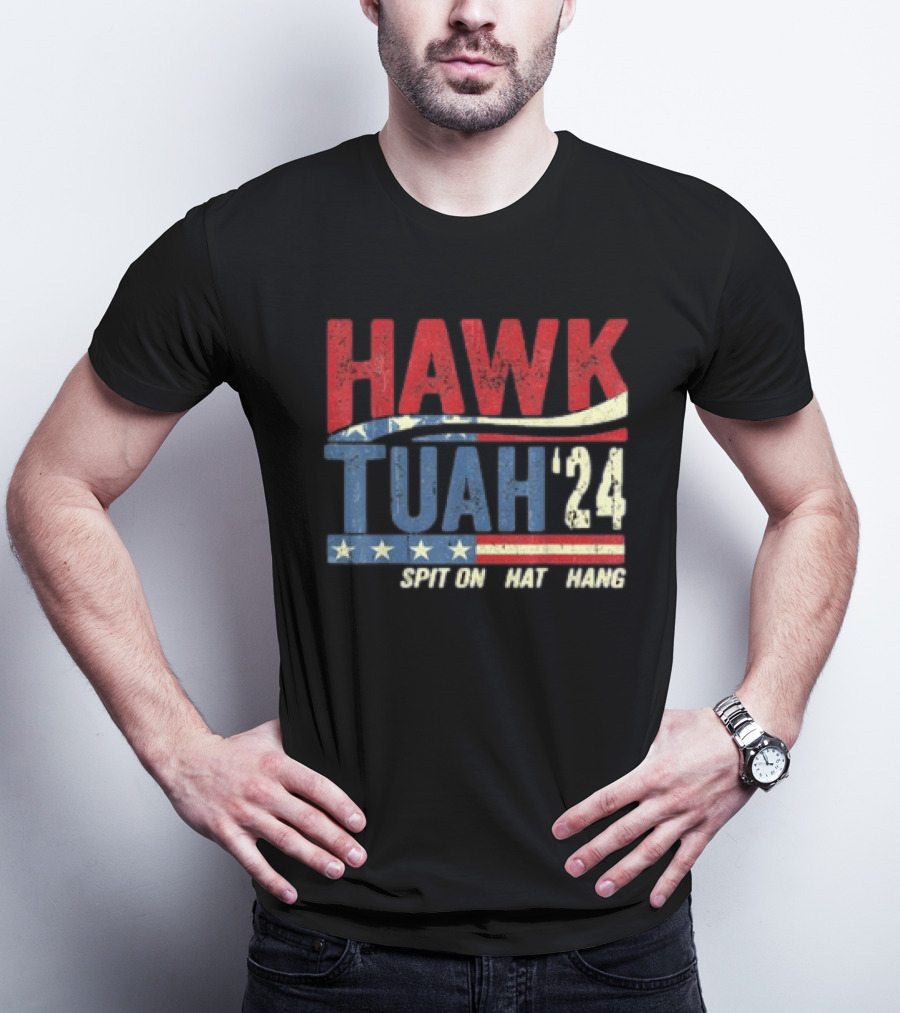 Hawk Tuah '24 Spit On That Thang Red White Blue Stars Stripes T-Shirt