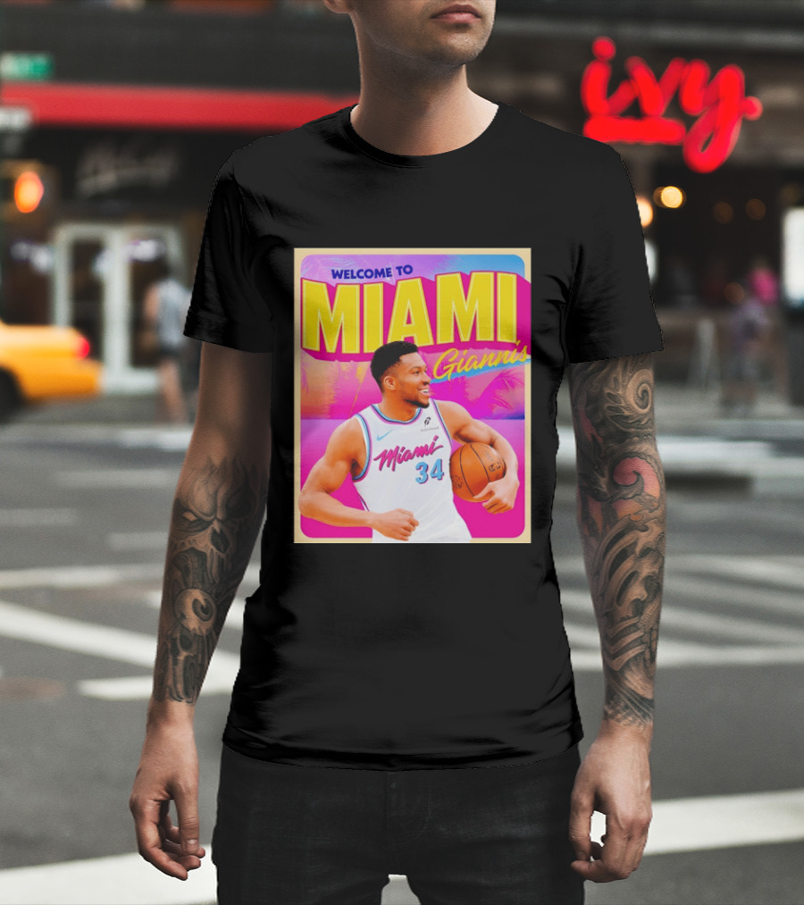 Welcome To Miami Giannis Miami Heat Basketball 34 T-Shirt