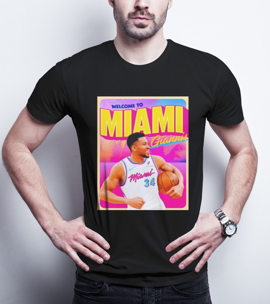 Welcome To Miami Giannis Miami Heat Basketball 34 T-Shirt