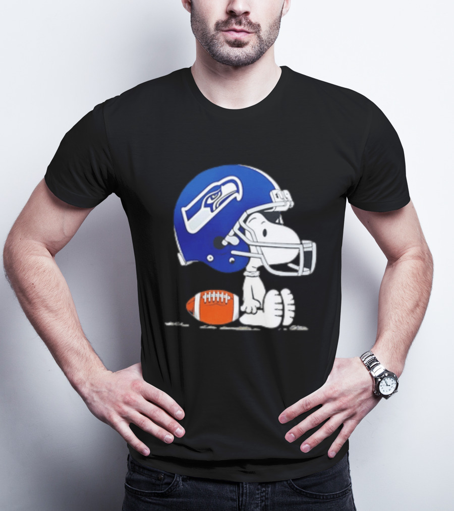 Snoopy Seattle Seahawks Football Helmet Collaboration T-Shirt