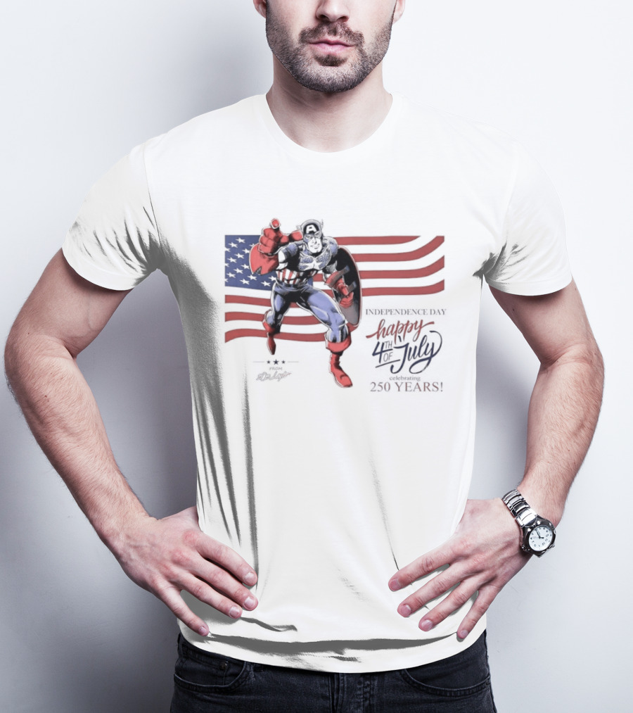 Captain America Marvel Comics Happy 4th Of July Independence Day Celebration T-Shirt