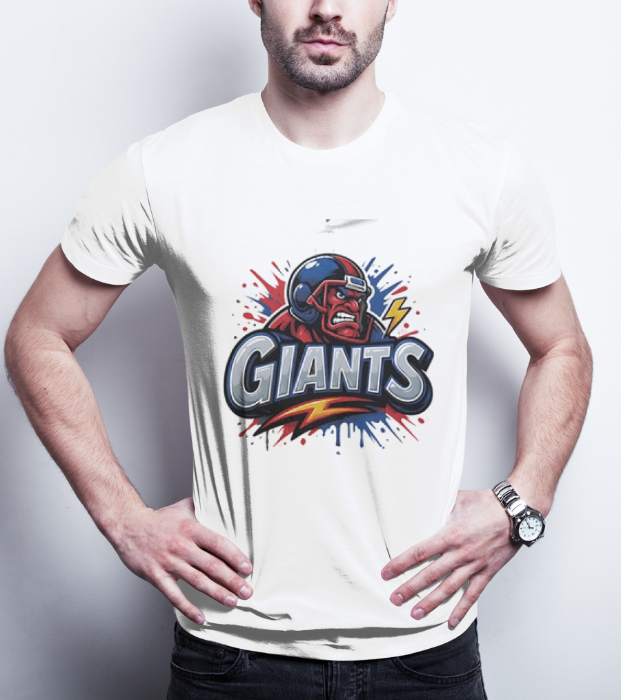 New York Giants Graffiti Style Football Helmet Lightning Bolt T-Shirt