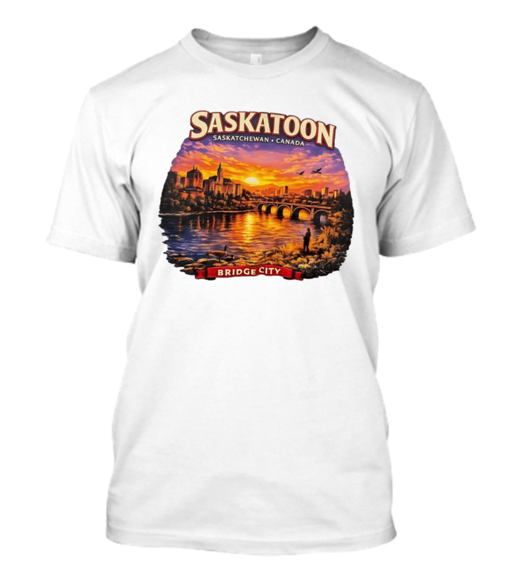 Saskatoon Saskatchewan Canada Sunset Bridge City T-Shirt