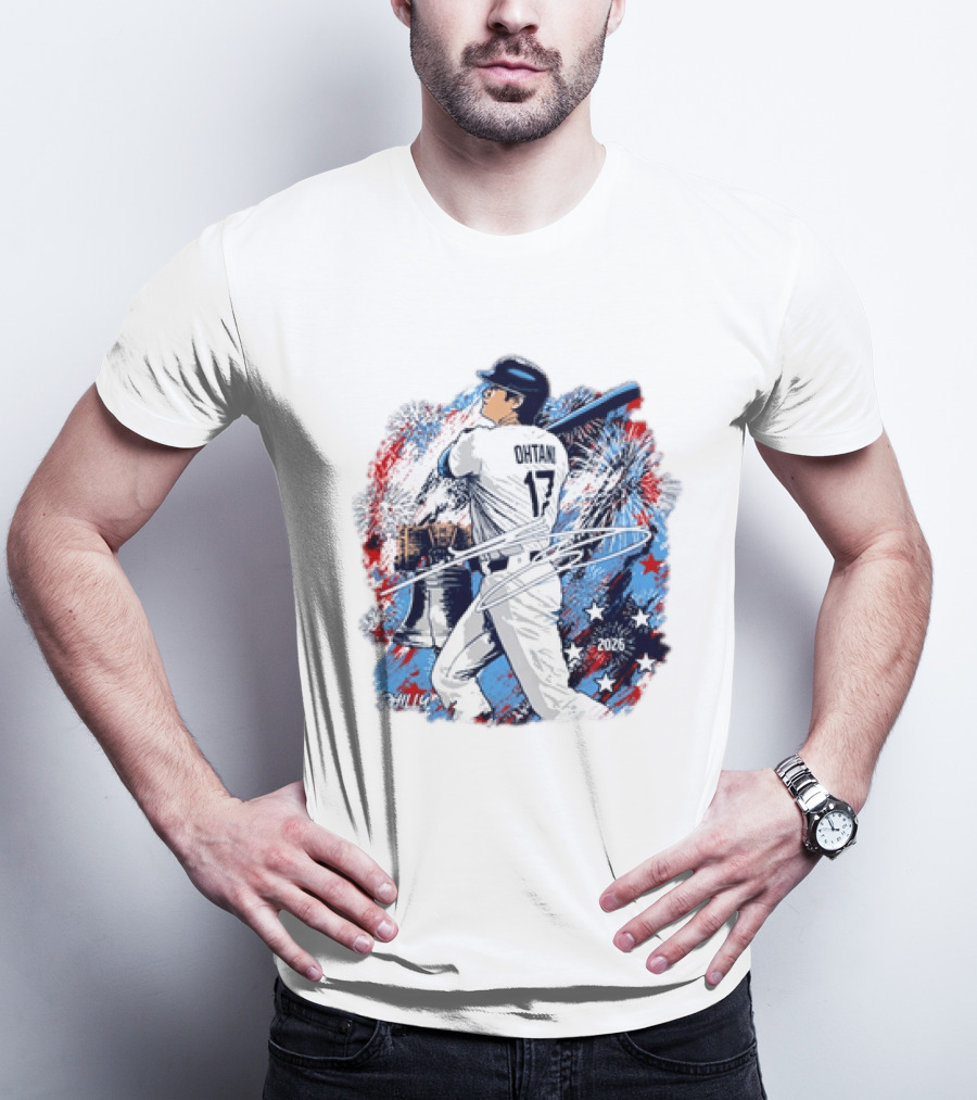 Shohei Ohtani 17 Philadelphia 2026 Liberty Bell Fireworks Stars T-Shirt