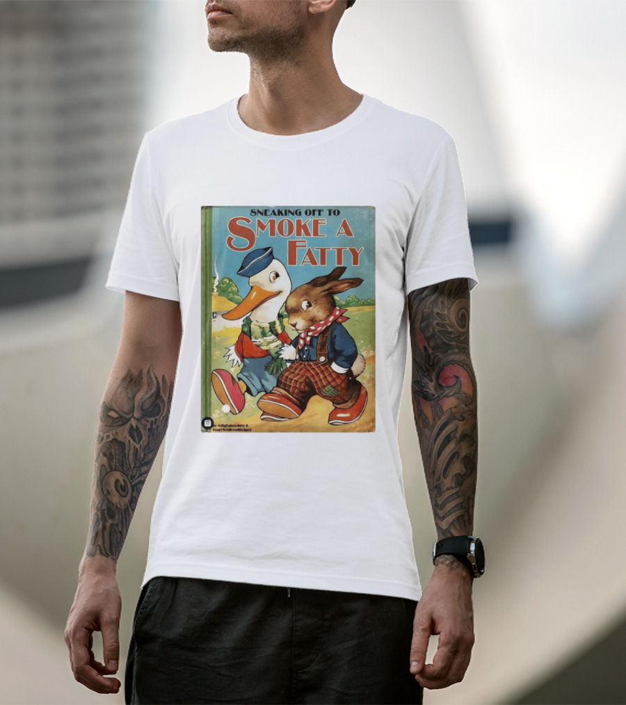Sneaking Off To Smoke A Fatty Anthropomorphic Duck Rabbit Book Cover T-Shirt