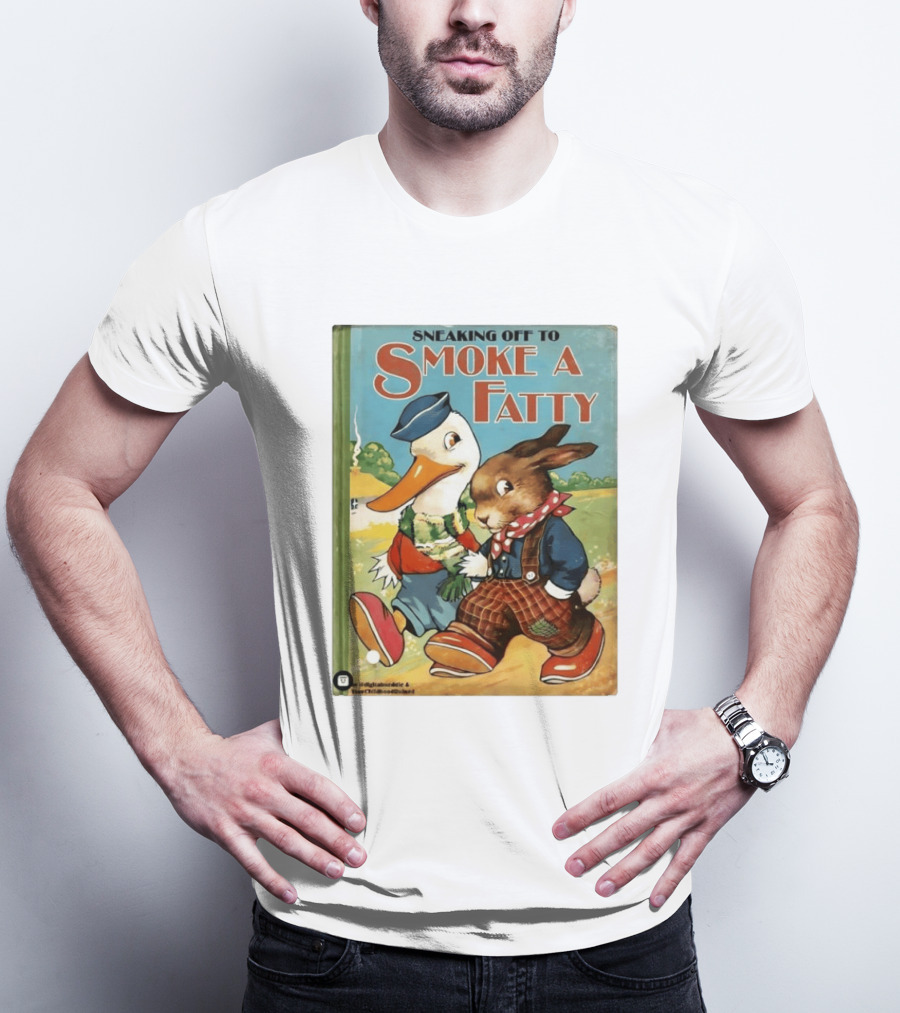 Sneaking Off To Smoke A Fatty Anthropomorphic Duck Rabbit Book Cover T-Shirt