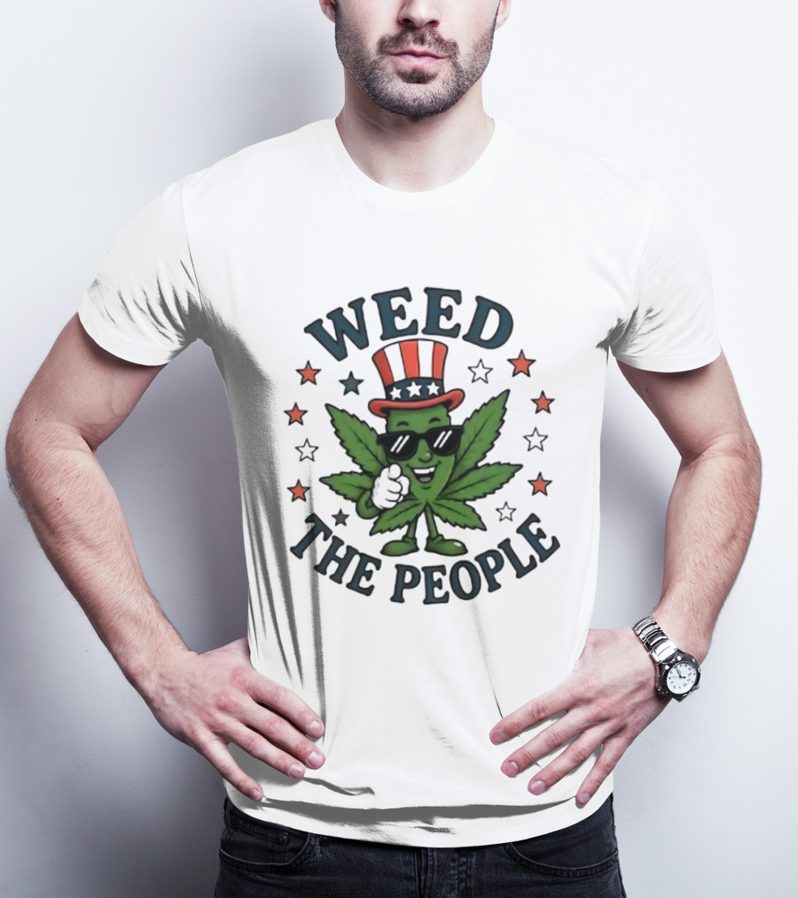 Weed The People Cannabis Uncle Sam Patriotic Leaf Stars T-Shirt