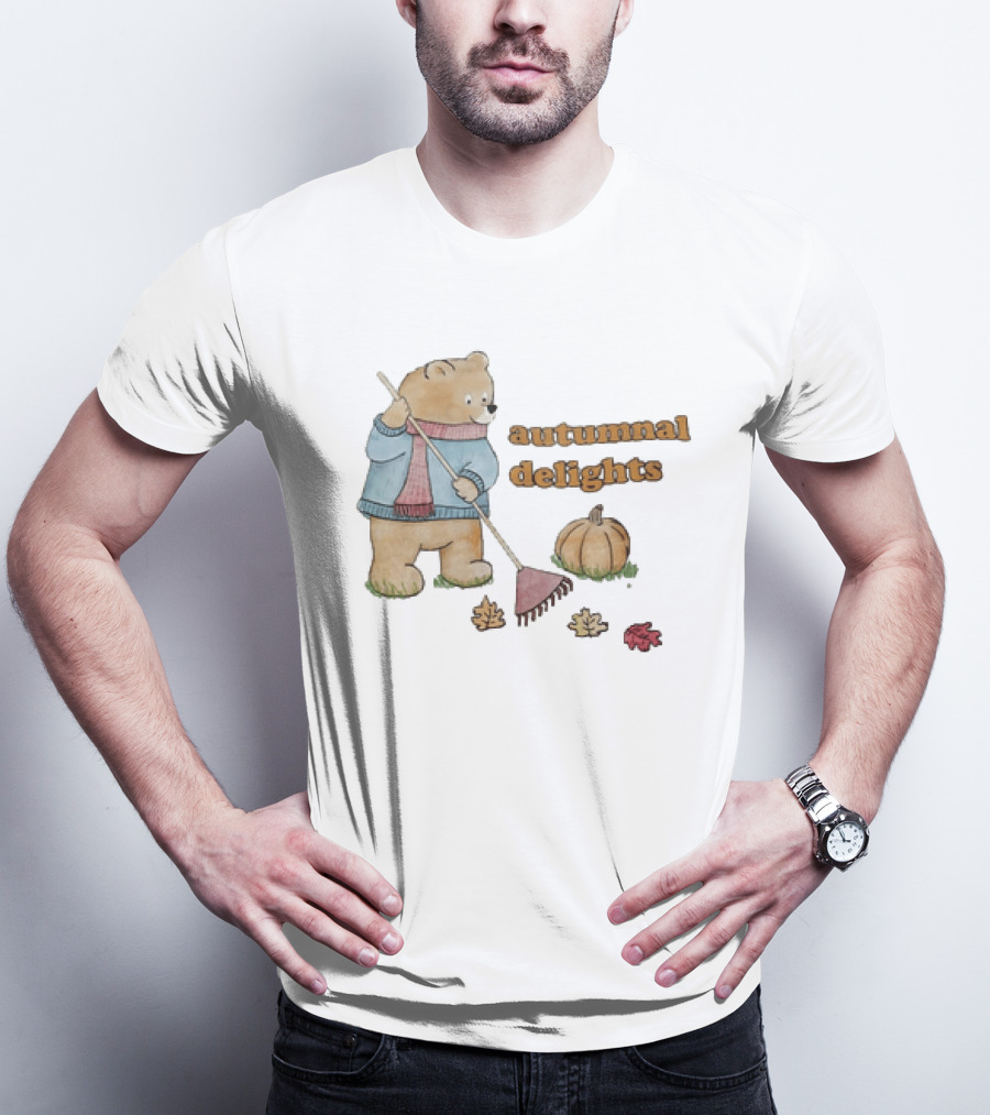 Winnie The Pooh Sorry I'm Busy Yearning For Autumnal Delights Pumpkin And Leaves T-Shirt