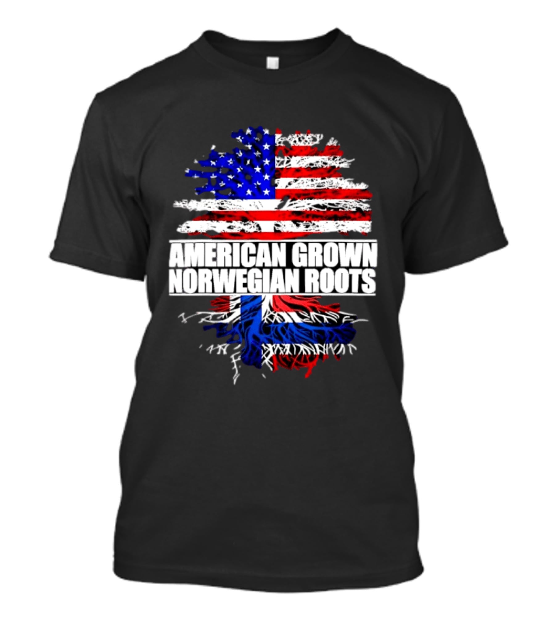 American Grown Norwegian Roots Flag Tree Heritage T-Shirt